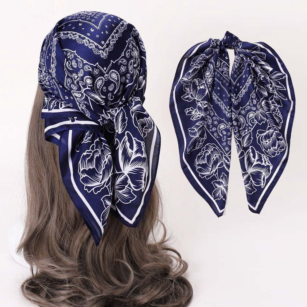 BT 70*70cm Square Silk Scarf Women Satin Hair Handkerchief Print Female ...