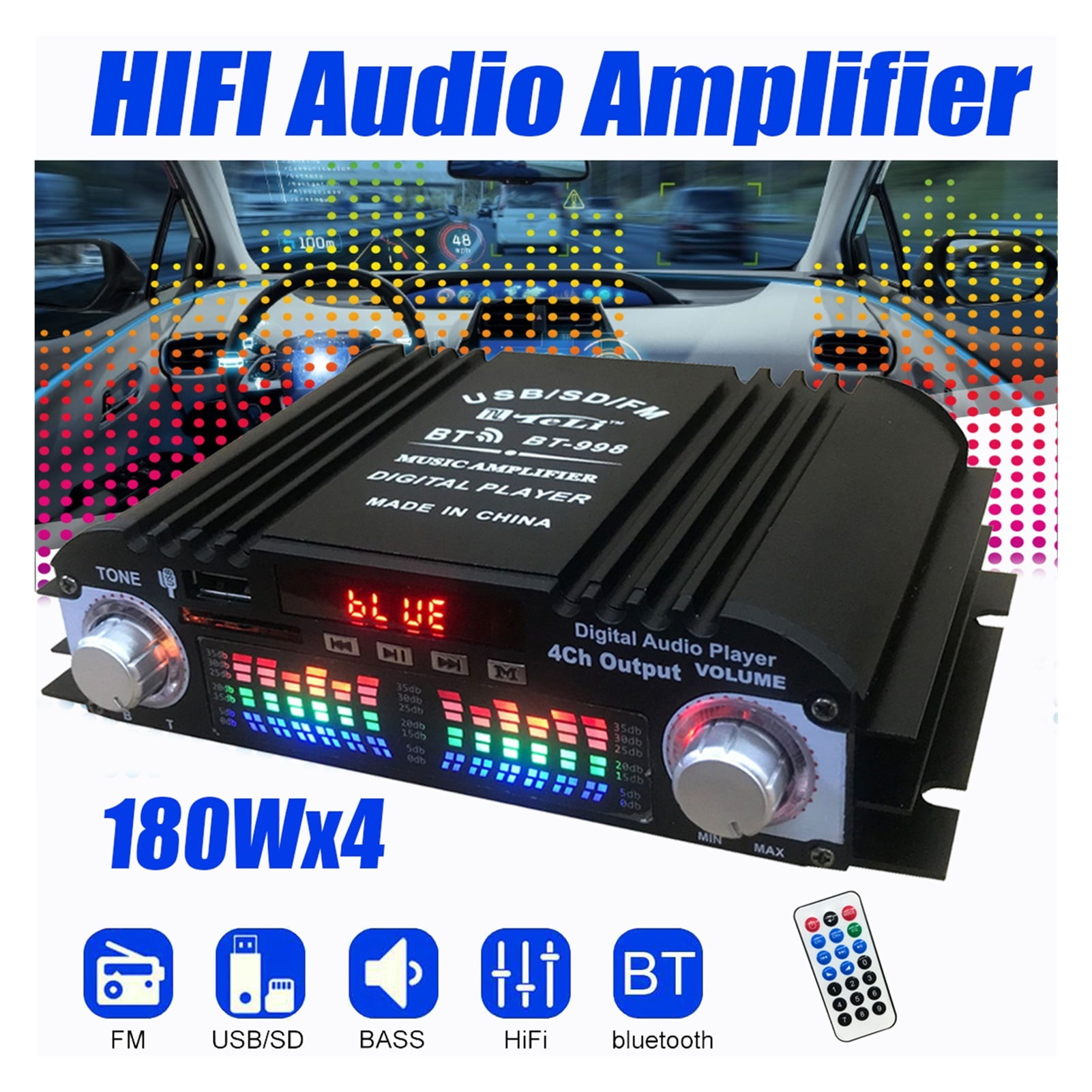 BT-998 HIFI Audio Amplifier LCD Display Class D Power Amplificador ...