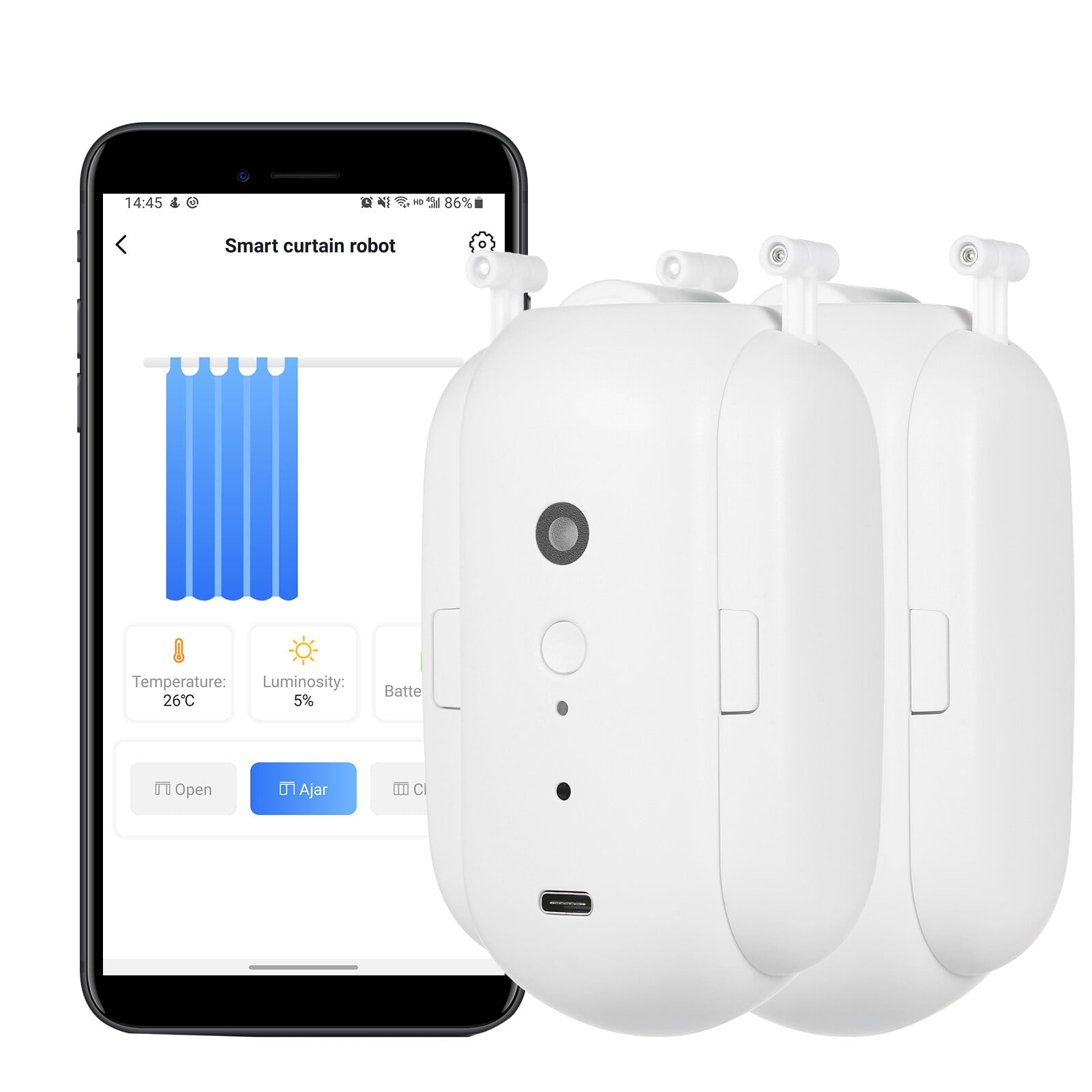 BT Automatic Curtain Opener Closer Robot Wireless Smart Curtain Motor ...