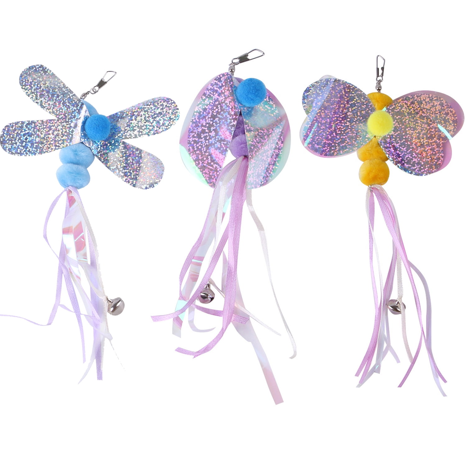 3 PCS Cat Feather Toy, Multiple Styles Feather Refills for Cat Toys ...