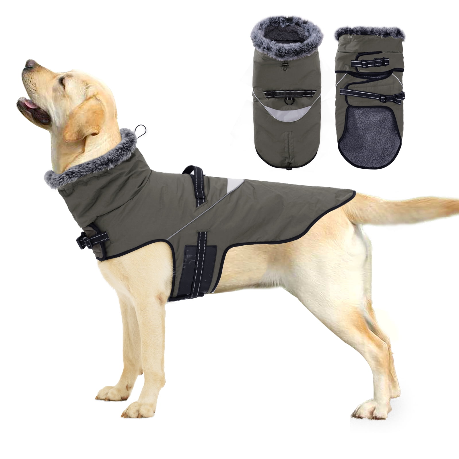 BT Bear Dog Harness Jacket, High Collar Reflective Dog Jacket with ...