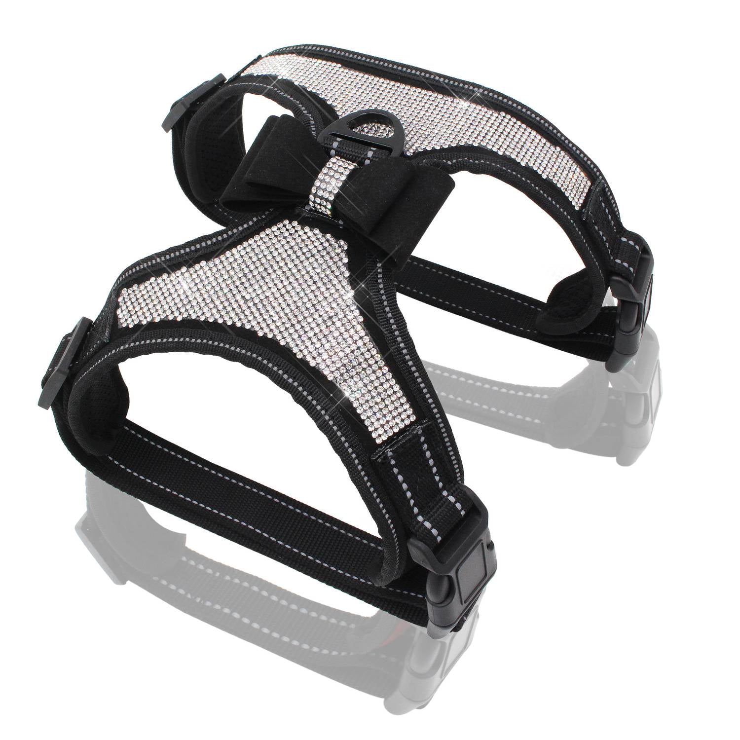 Dog Reflective Rhinestone Harness, No Pull Adjustable Bowtie Buckle D ...