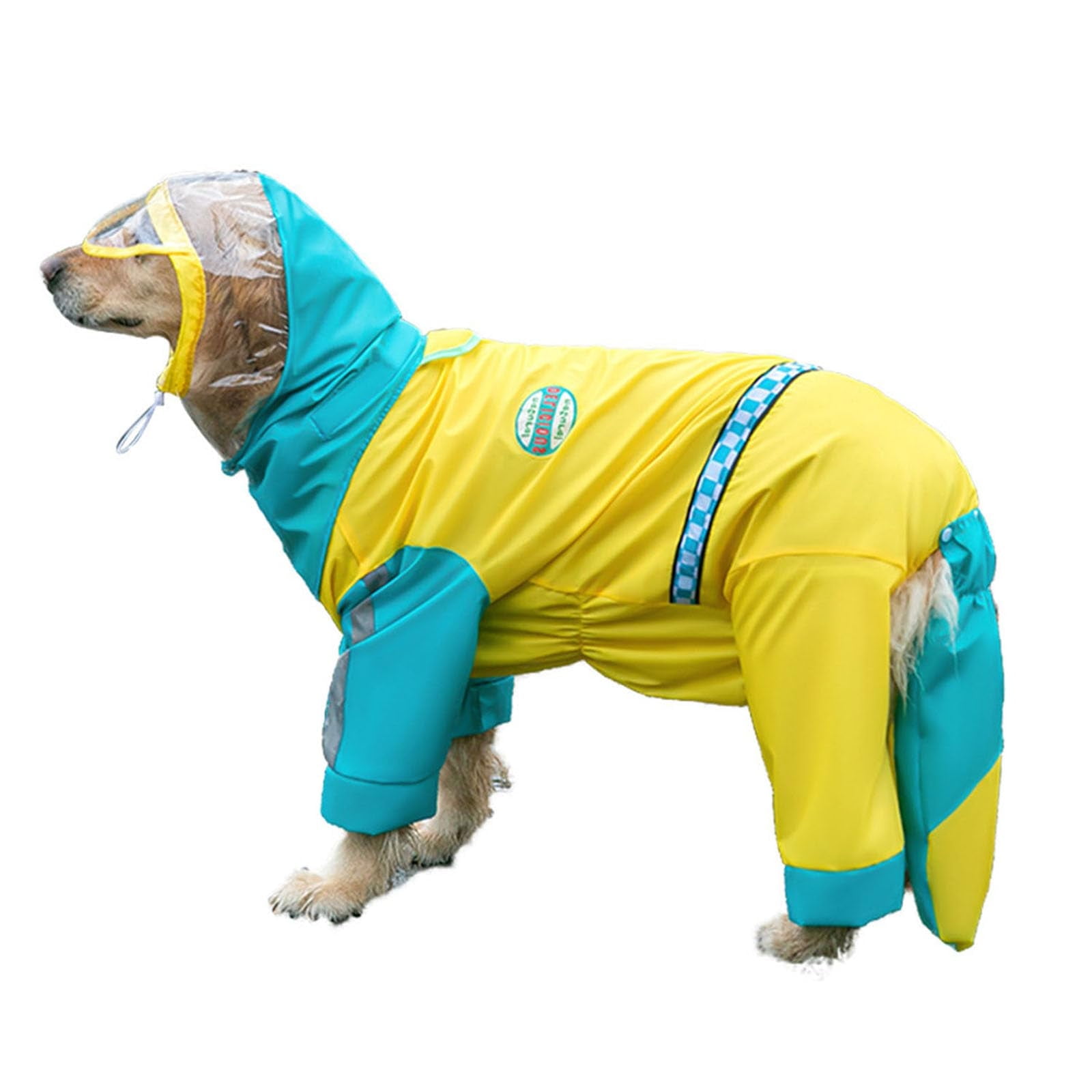 Large Dog Raincoat Hood with Leash Hole, Full Coverage Slicker Dog Rain ...