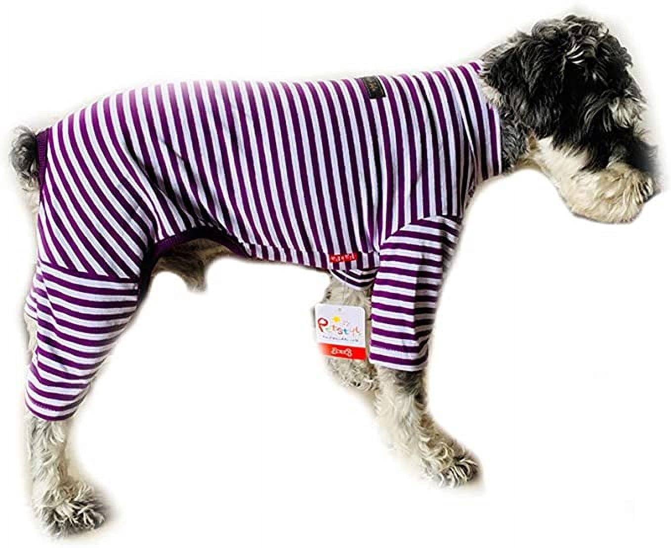 Harikaji Pet Clothes, Dog Striped Four-Leg Jumpsuit Cotton Pajamas ...
