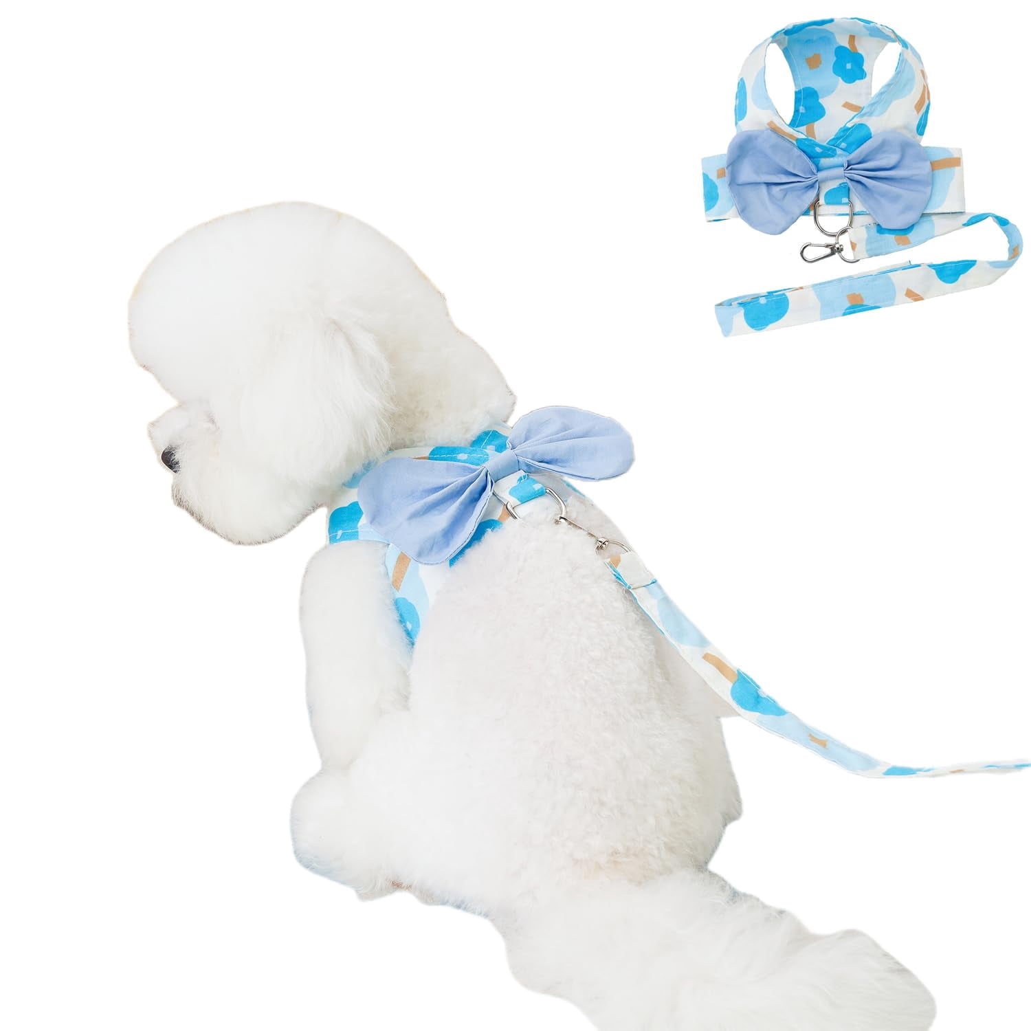 Small Dog Harness Leash Set,Summer Floral Dog Vest with D-ring, Tutu ...