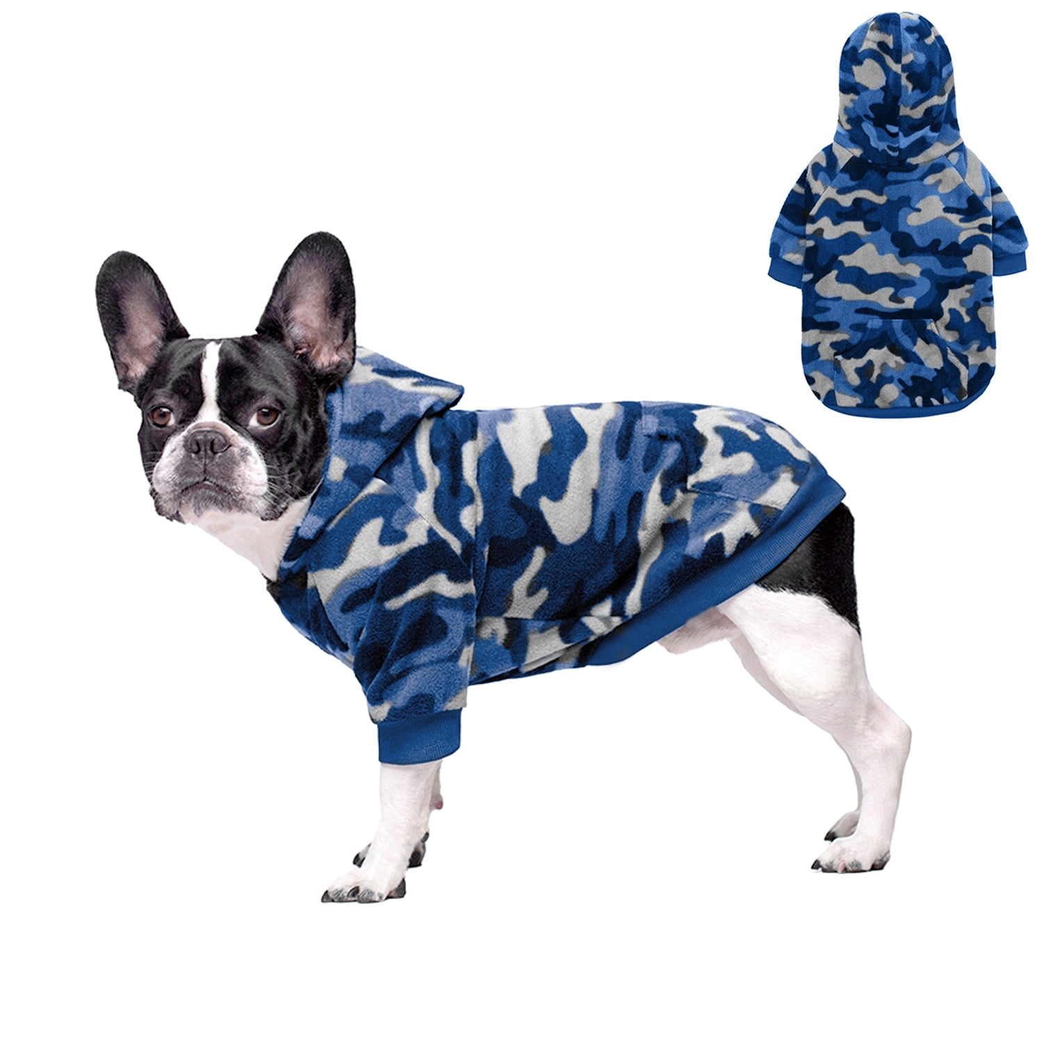 BT Bear Small Dog Hoodie, Camouflage Polar Fleece Dog Jacket with Leash ...