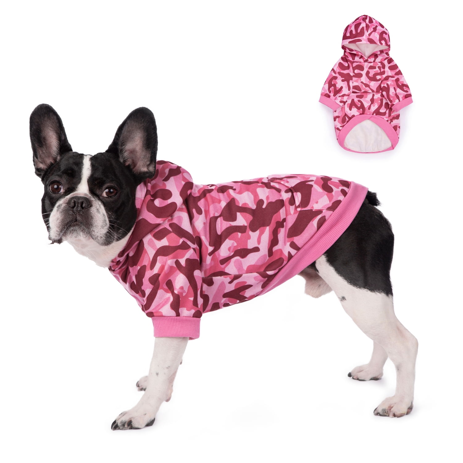 BT Bear Small Dog Hoodie, Camouflage Polar Fleece Dog Jacket with Leash ...