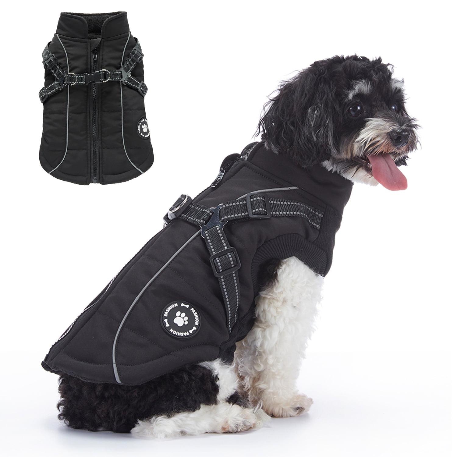 Small Dog Jacket with Harness,Pet Coat Cold Weather Warm Vest Jacket ...