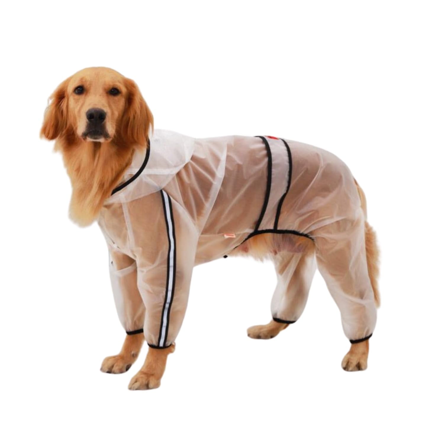 Transparent Dog Raincoat with Leash Hole, Hoodie with Reflective Strip ...