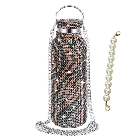BT Diamond Thermos Bottle With 2pcs Chain Portable Rhinestone Water ...