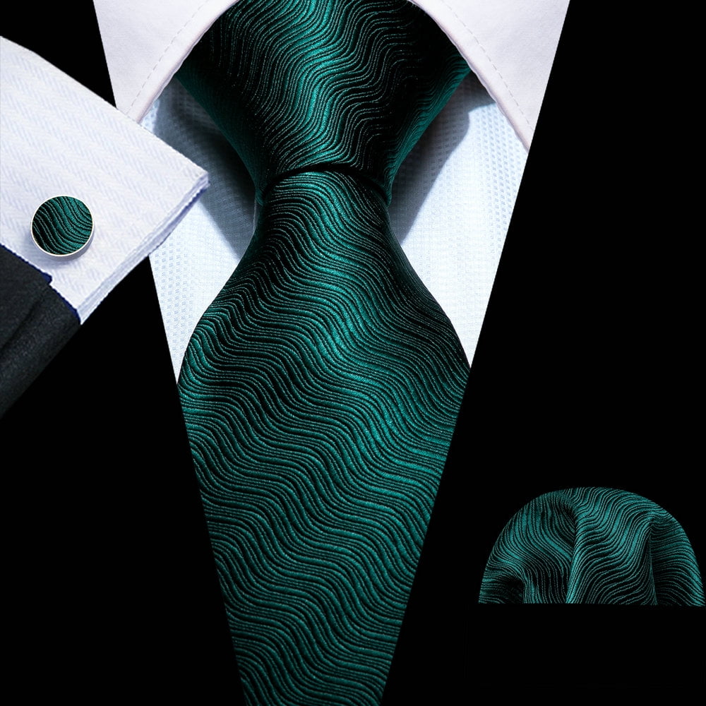 BT Fashion Silk Men Tie Green Teal Blue Solid Paisley Striped Plaid ...