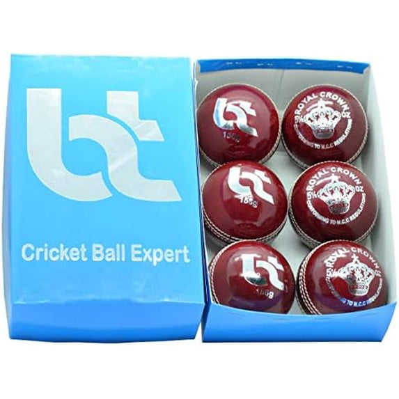 BT Red Cricket Ball - Pack of 6 Genuine Leather Cricket Balls for ...