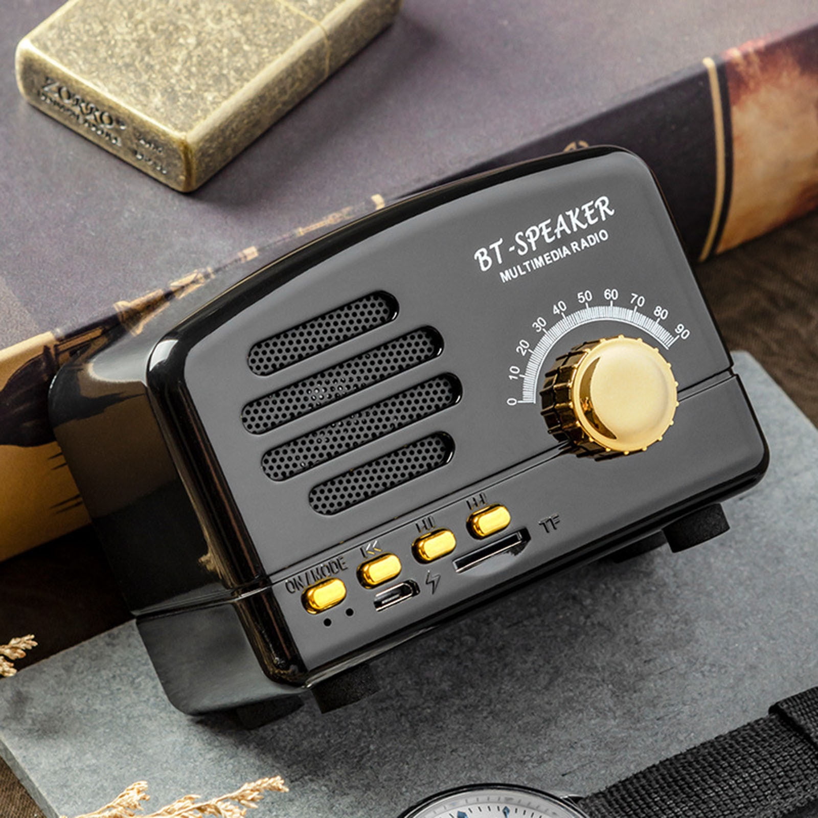 BT01 Wireless Stereo Retro Speakers, Portable Bluetooth Vintage ...