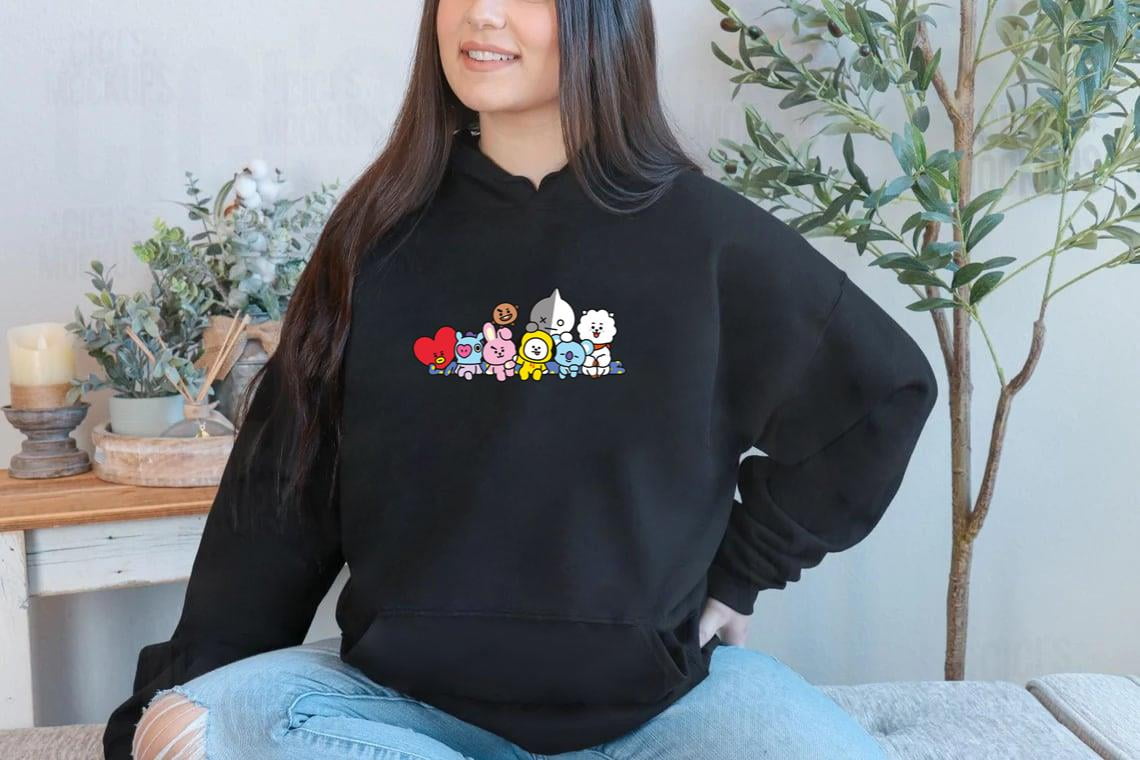 BT21 BTS Kpop Hoodie Jungkook Jimin Characters ARMY Fan Art, for men & women, up to size 5XL ...