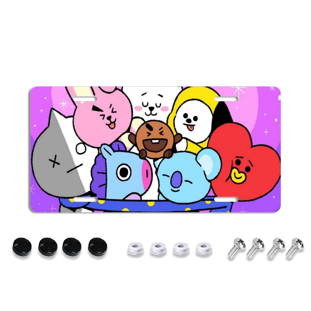 BT21 Cartoon license plate cover, flat license plate protector, fits ...