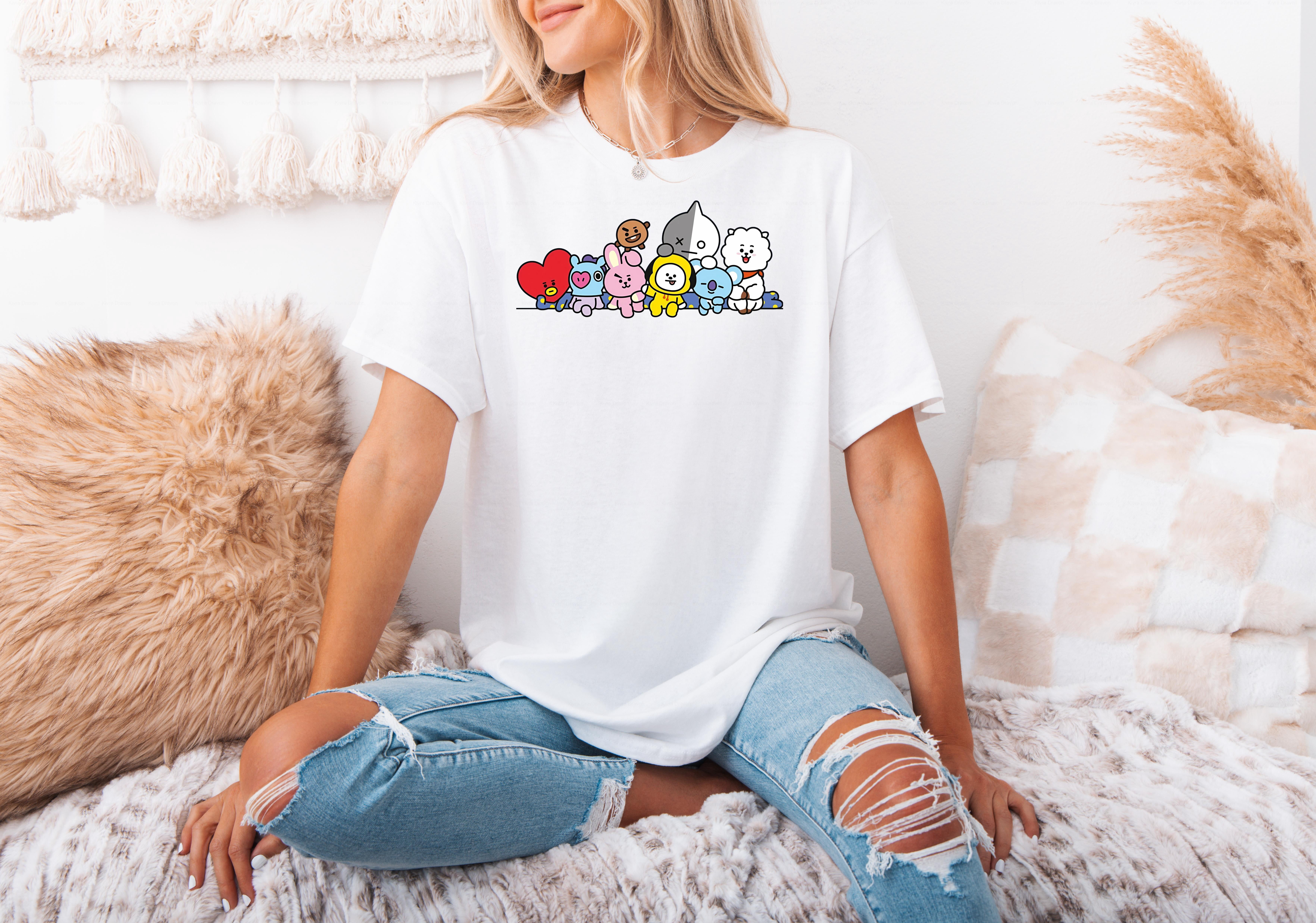 BT21 Characters Line Friends Kpop BTS Army Fan Cute Cartoon T Shirt ...
