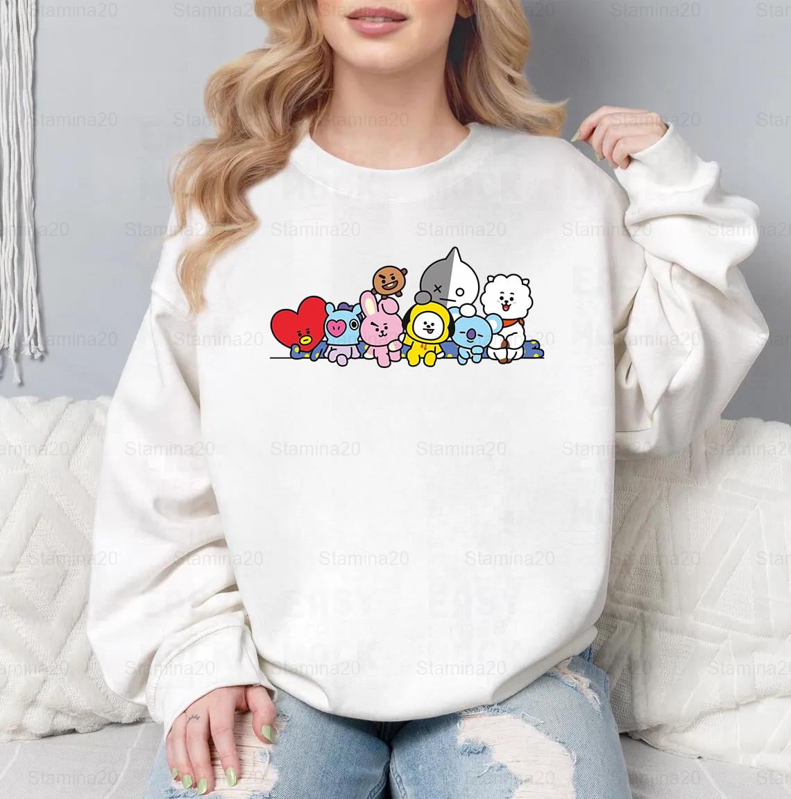 BT21 Characters Sweatshirt BTS K-pop Army Jungkook Jimin Suga Fan, for men & women, up to size ...
