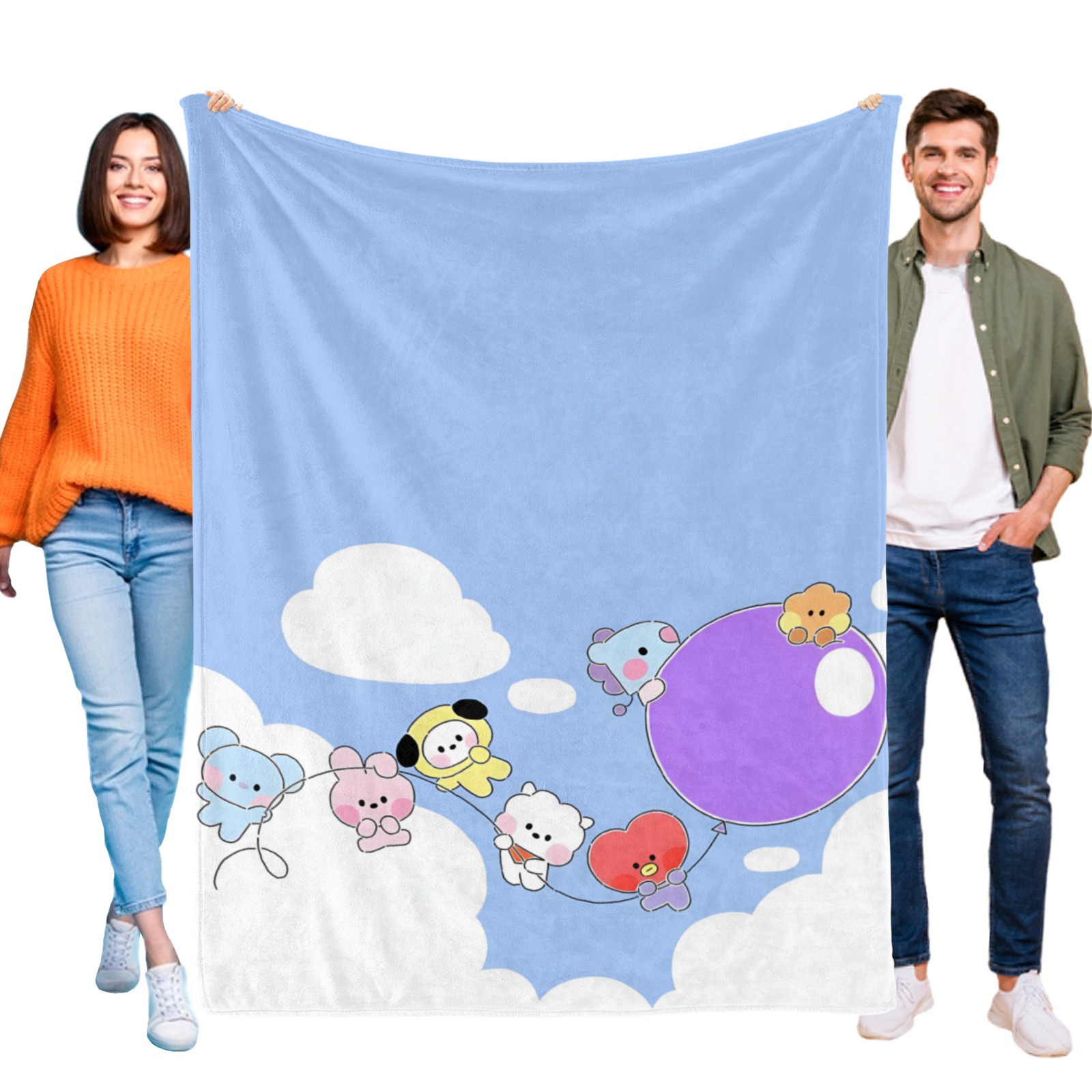 BT21 Flannel Blanket Bed Blankets Thin Blanket : 50x60in(130x150cm ...