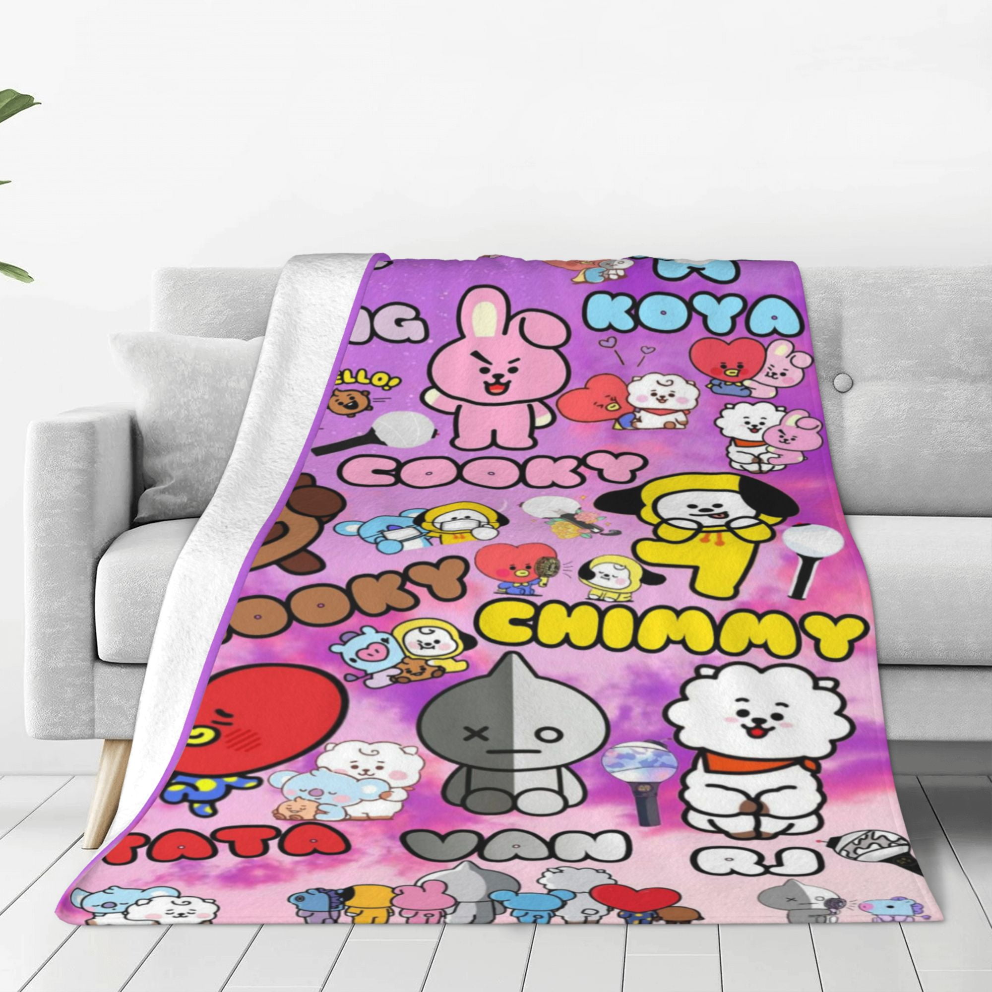 BT21 Fun Boys Blanket Throw Lightweight Soft Air Conditioning Flannel ...