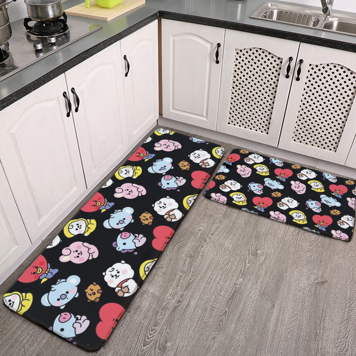 BT21 Kitchen Floor Mats Set Of 2, Waterproof and Non-Slip Padded ...