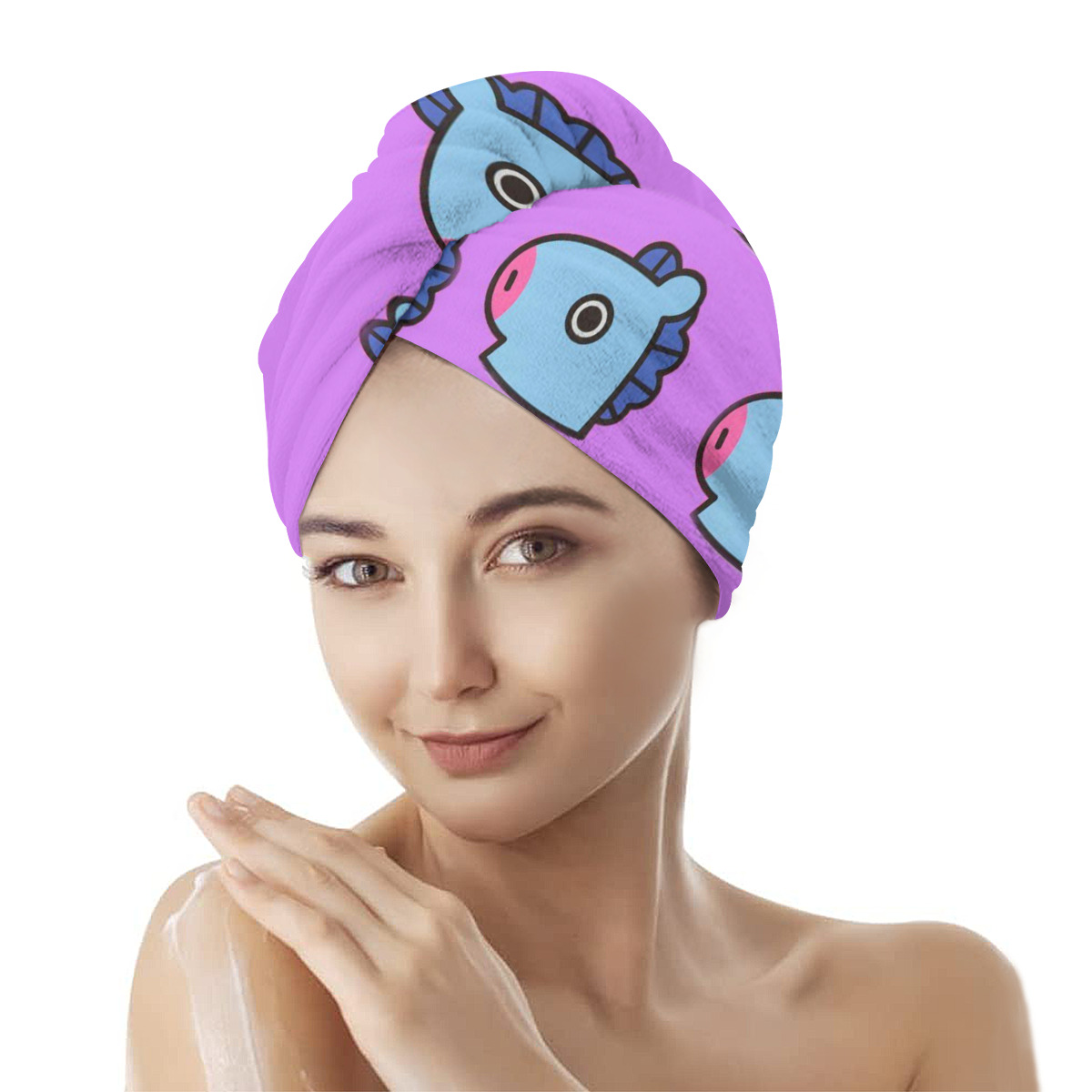 BT21 Microfiber Towel Cap, Soft and Quick-Drying Cap for Thick Curly ...