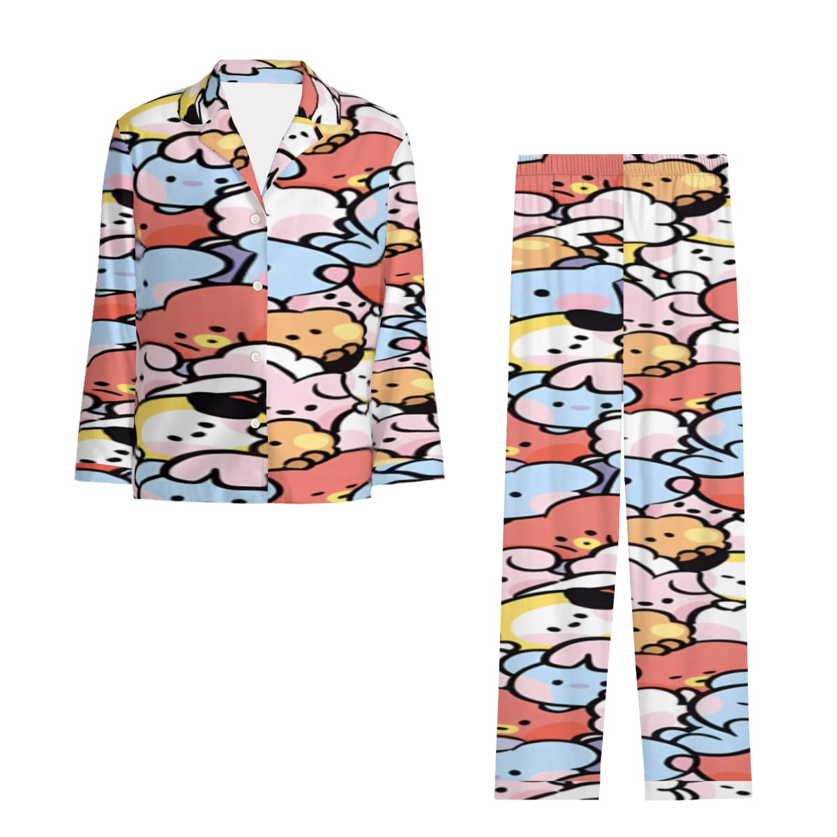 BT21 Pajamas Children Long Sleeve Button Pajamas Sleepwear Soft Leisure ...