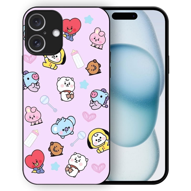 BT21 Phone Protector Case,a perfect gift for BT21 fans,made from TPU and Tempered Glass for ...