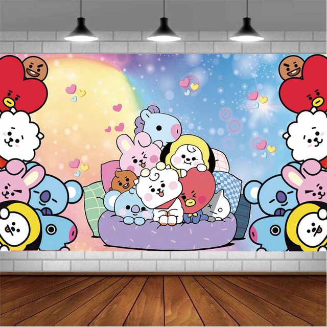 BT21 Post Wall Decor Birthday Banner Backdrop Background Party Supplies ...
