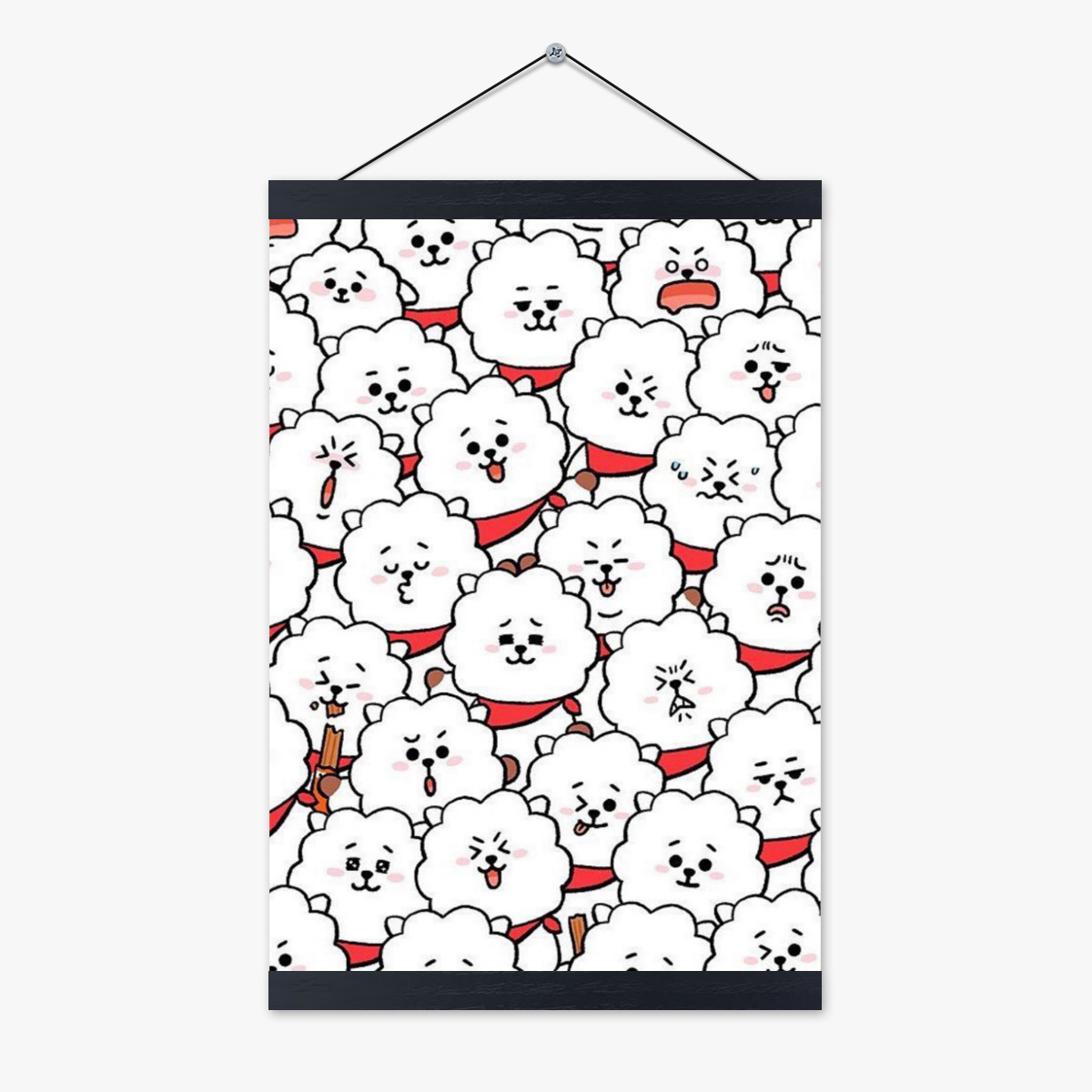 BT21 Poster Wall Hanging Scroll Wooden Frame Poster Canvas Wall Art For ...