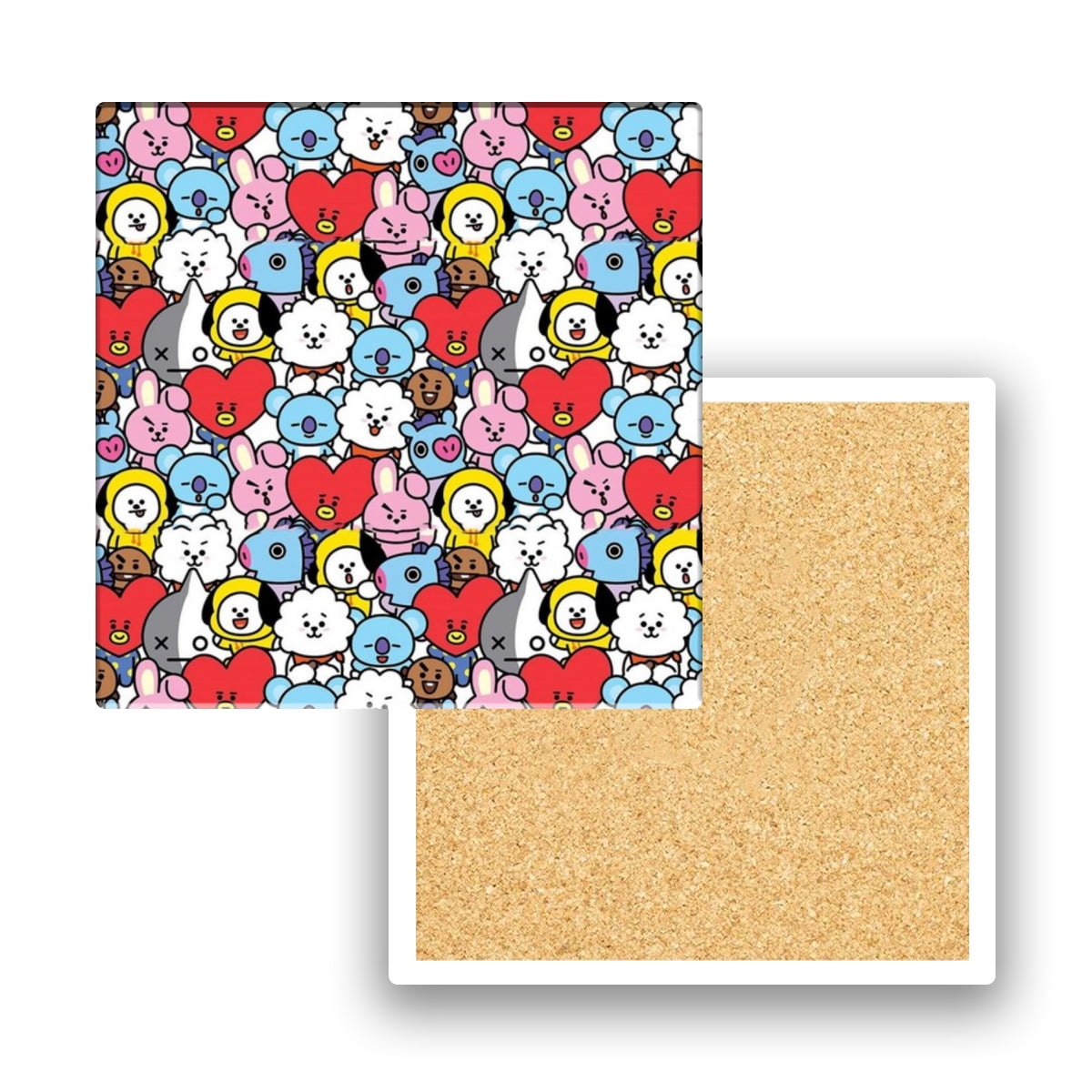 BT21 coaster 2pcs Water-absorbent Square ceramic stone coaster with ...