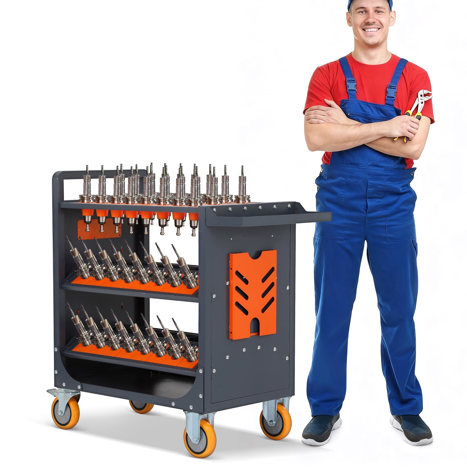 LIOOBO Cnc Tool Holder Rack, Black Metal, Polyurethane Wheels, Heavy ...