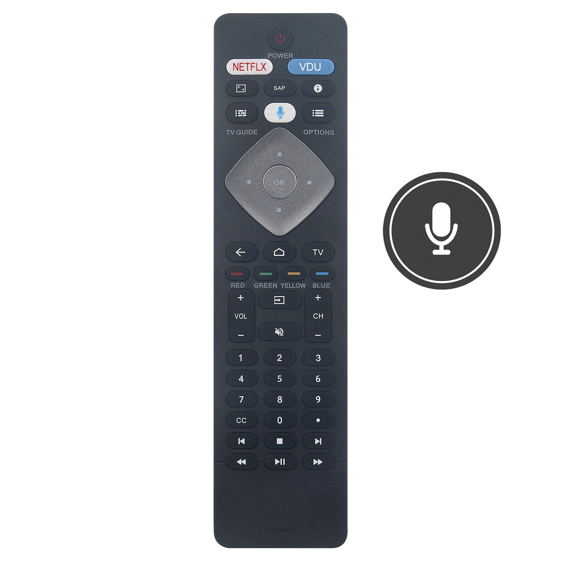 BT800 Voice Replacement Remote Control, Fit for Philips TV 32PFL5505/F7 ...