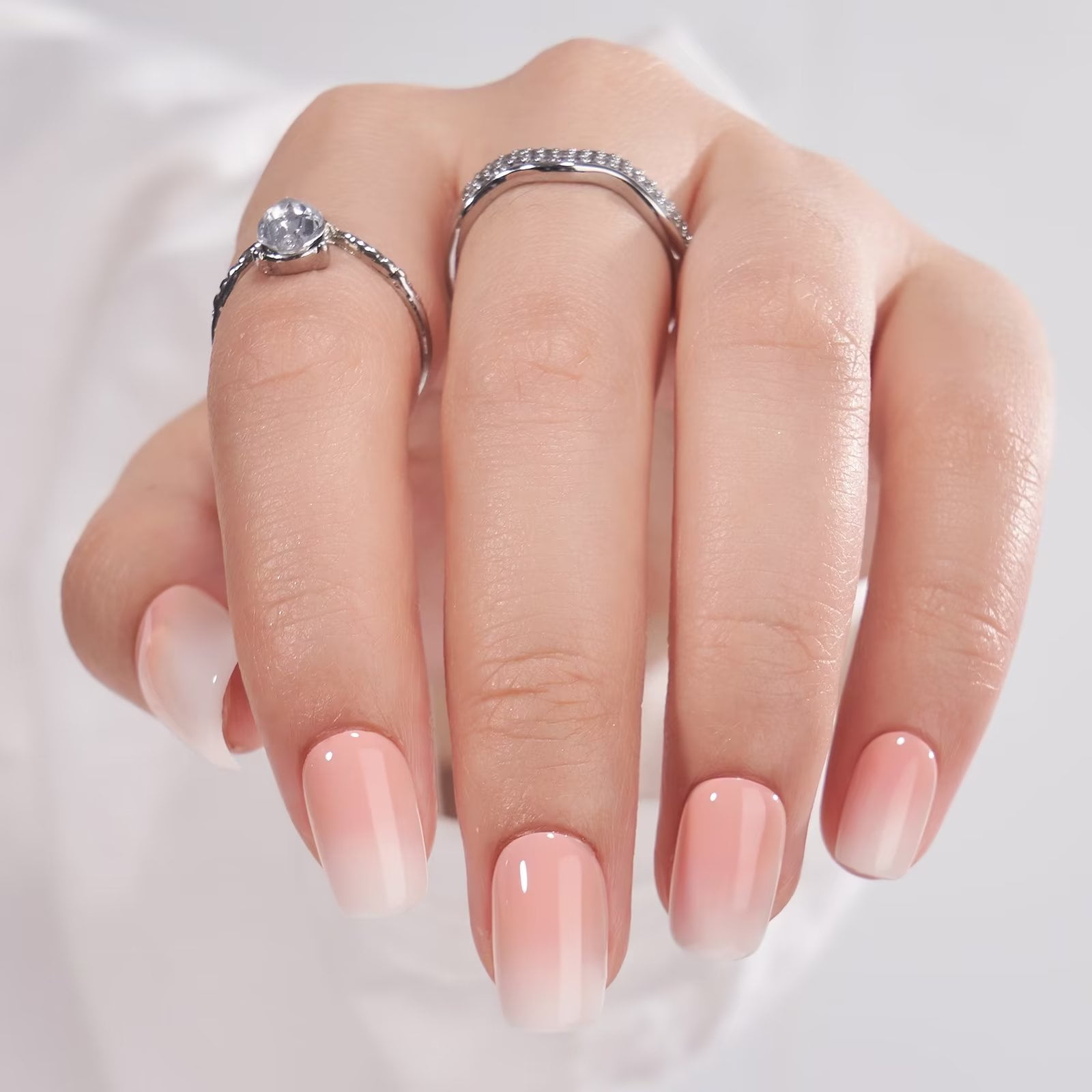 BTArtbox 30pcs Ombre Acrylic Square Press on Nails with Glue,Reusable ...