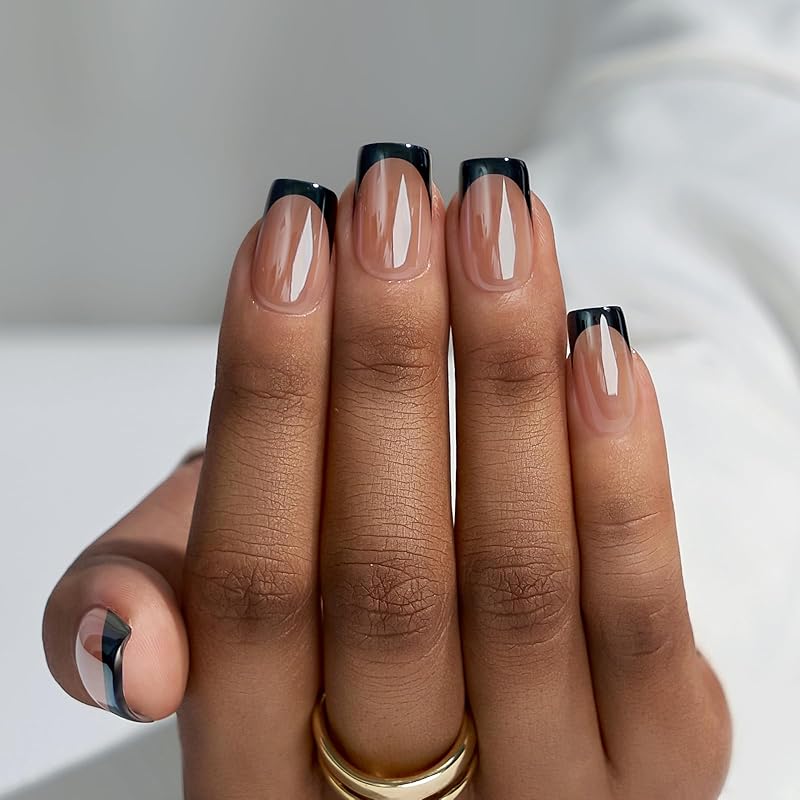 BTArtbox Press On Nails Short - Square Press On Nails, Pink Chrome Nail ...