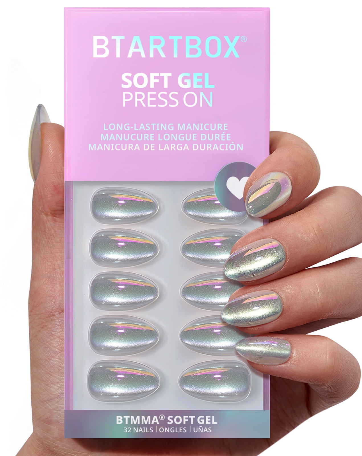BTArtbox Press On Nails Chaos Chrome - Walmart.com