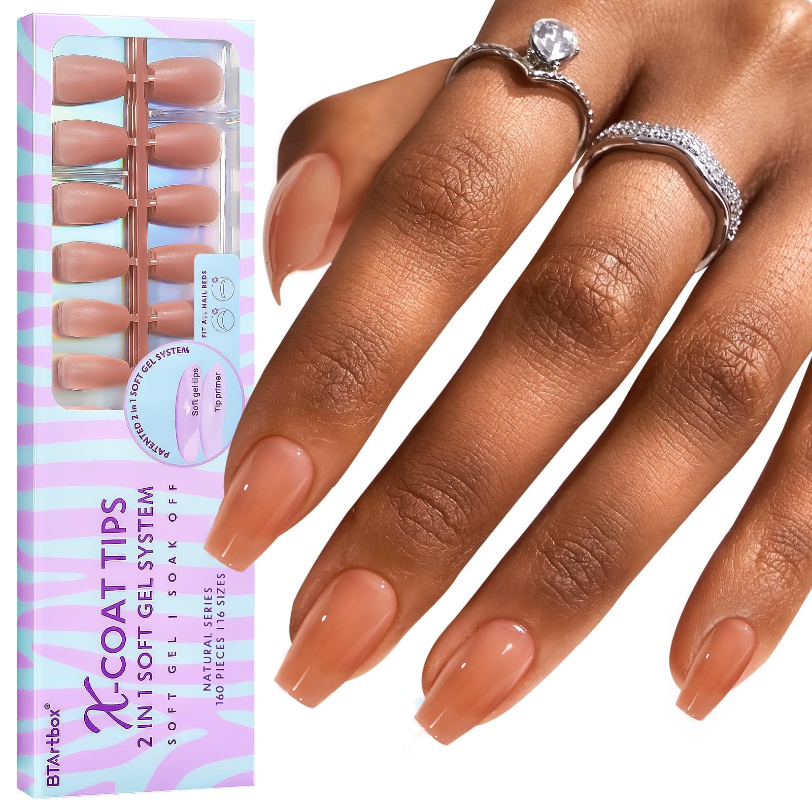 BTArtbox Short Coffin Nail Tips - Soft Gel Nail Tips Strong Adhesion ...