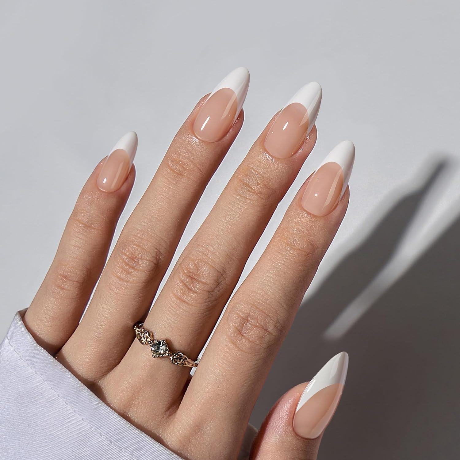 BTArtboxnails Almond French Tip Gel Nail Tips Kit - Soft Press on Nails ...