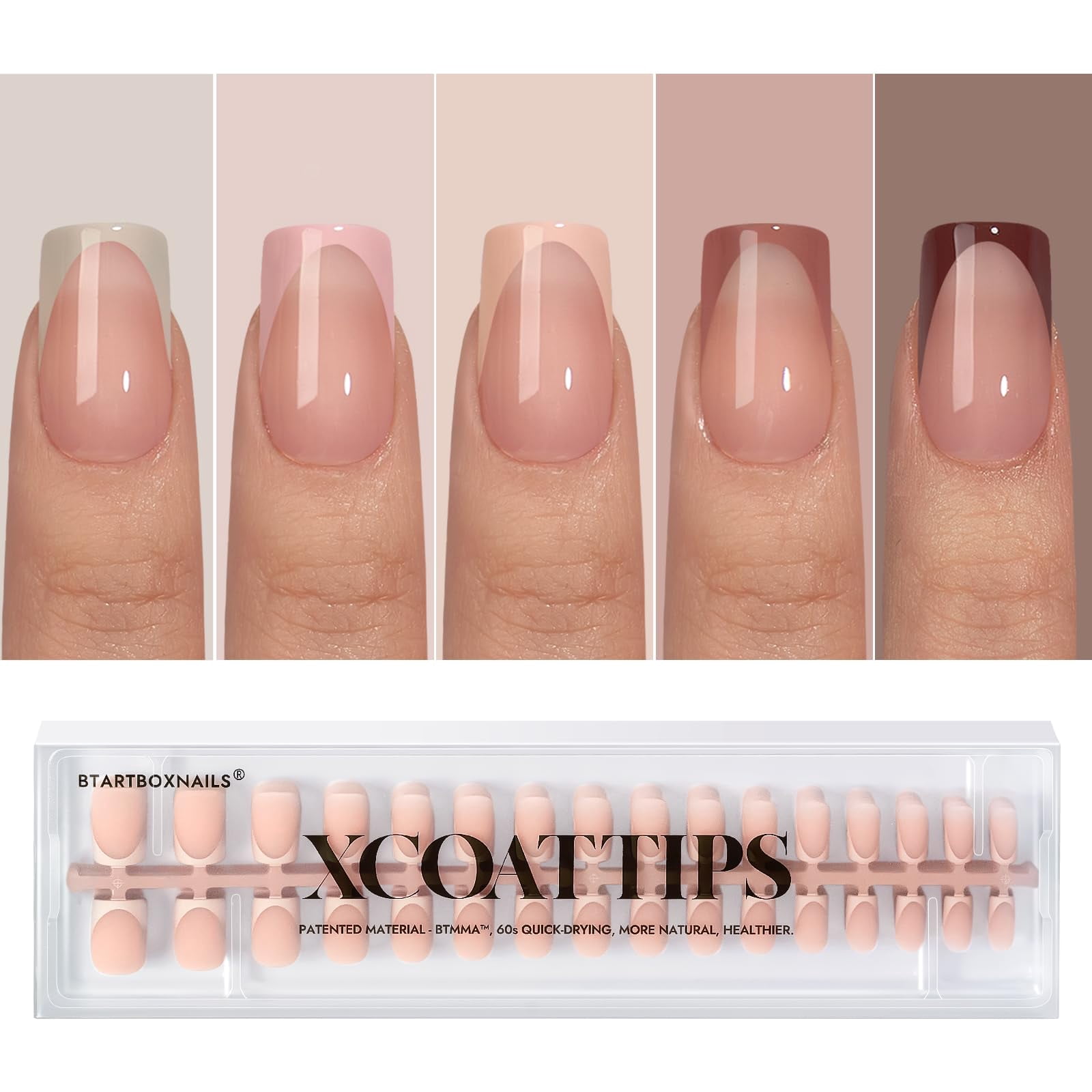 BTArtboxnails XCOATTIPS Press on AIF9 Nails - French Tip Press on Nails ...