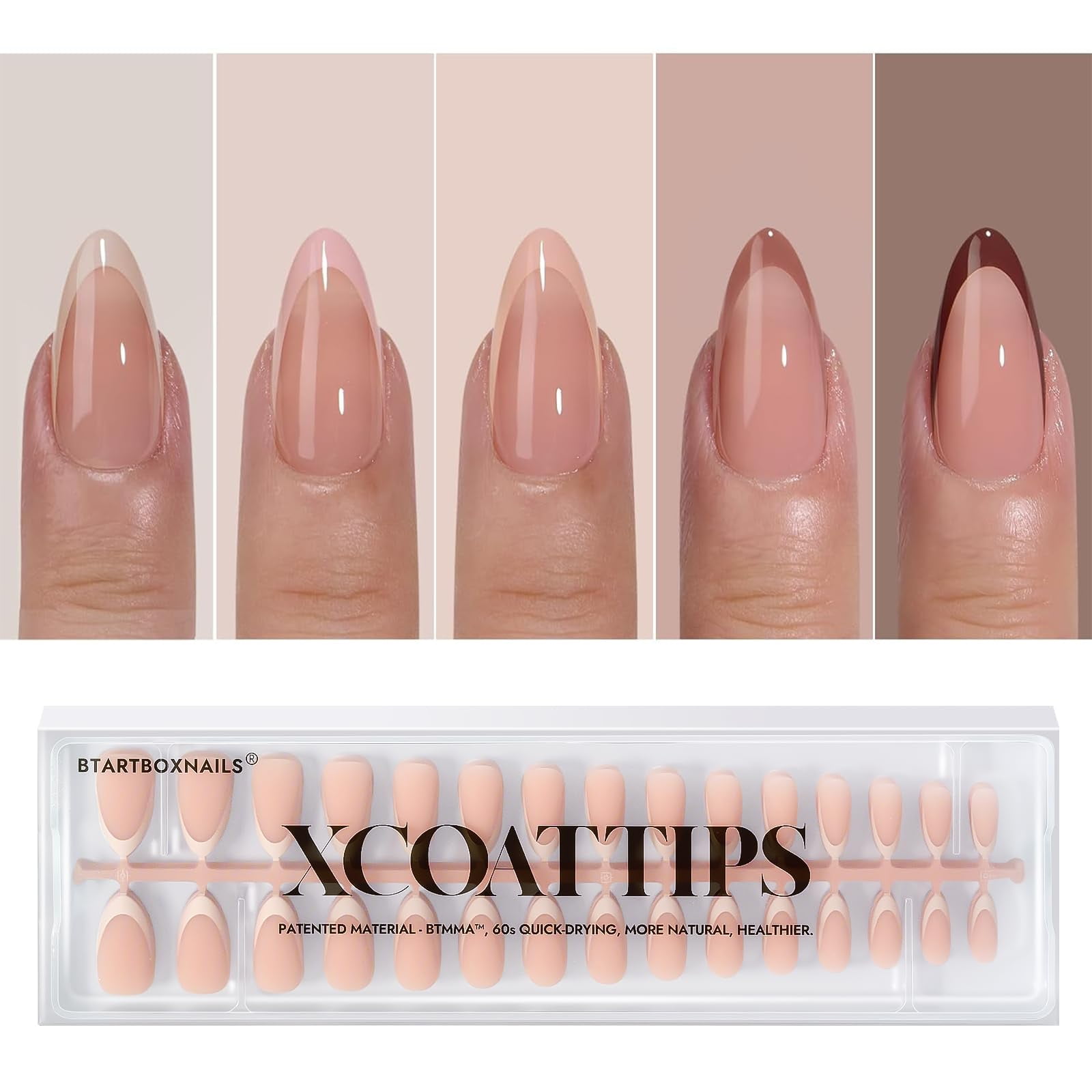 BTArtboxnails XCOATTIPS Press on KEF28 Nails - French Tip Nails Medium ...