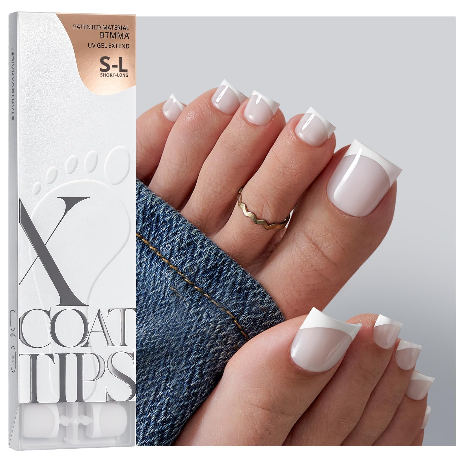 BTArtboxnails XCOATTIPS Toe Nail AIF9 Tips - Lamp-Curable Real Square ...