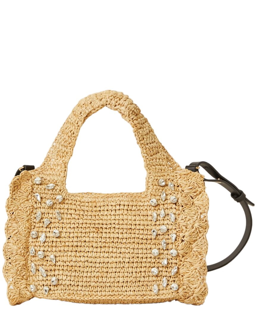 BTB Los Angeles Bardo Crystal Mini Straw Tote, ATS, Brown - Walmart.com