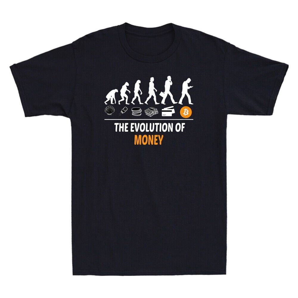 BTC Evolution Of Money Tee Funny BTC currency Meme Men's T-Shirt ...