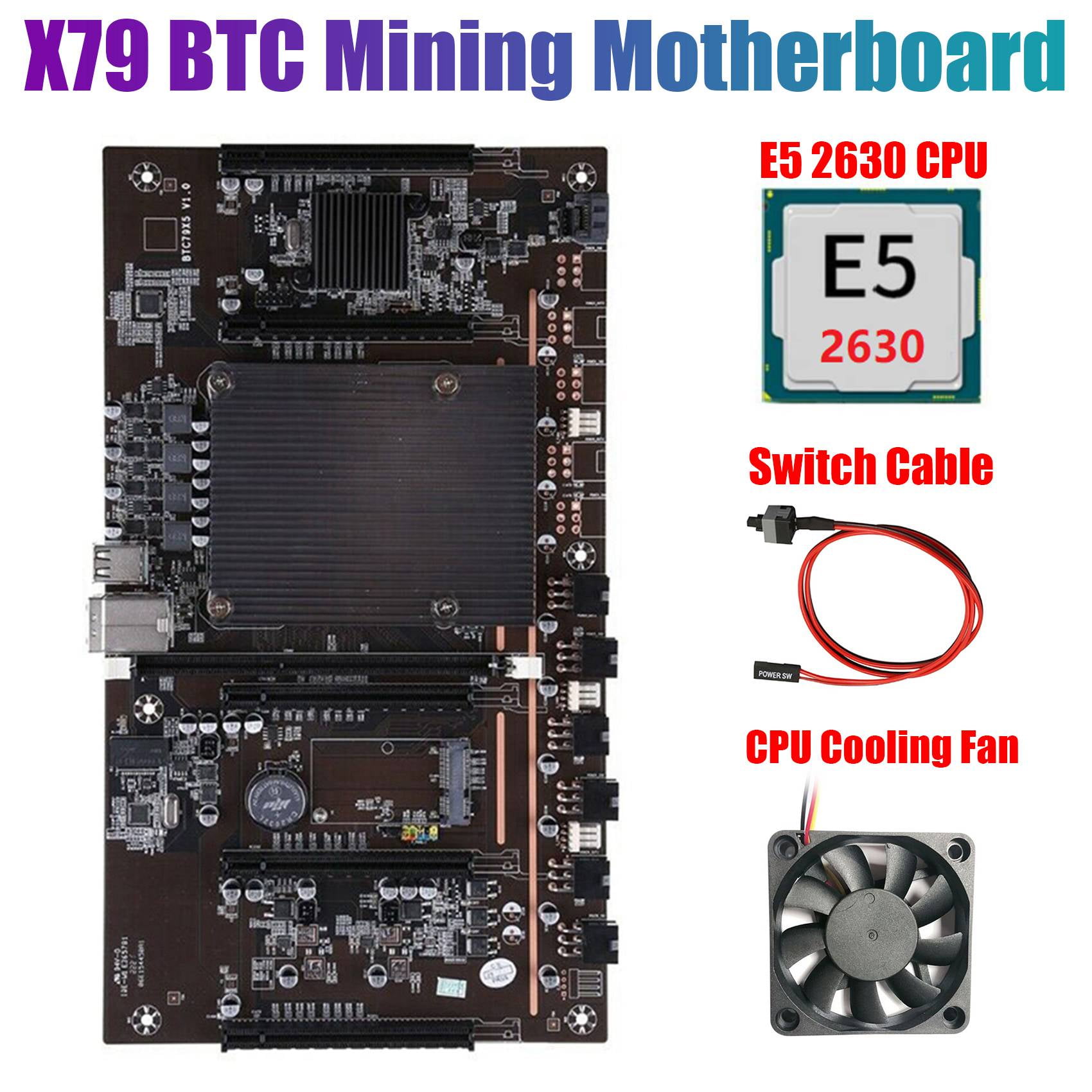 BTCX79 H61 Mining Motherboard with E5 2630 CPU+Fan+Switch Cable DDR3 ...