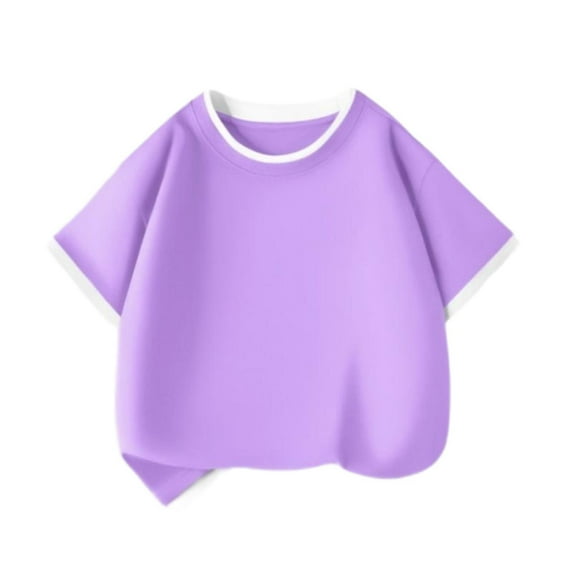 BTDECLAR Girls and Boys Short Sleeve Shirts Solid Color Cute Crewneck ...