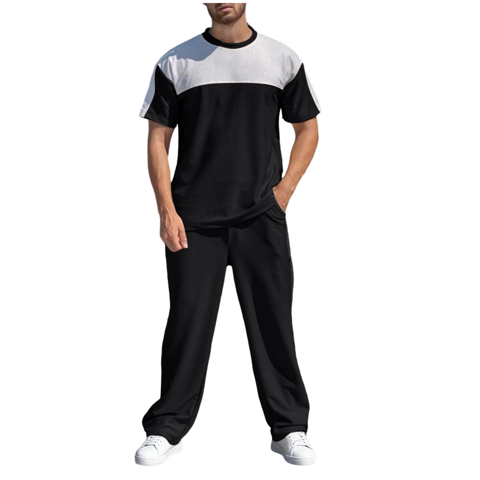 BTDECLAR Men's 2 Piece Outfit Vintage Short Sleeve Crewneck T Shirts ...