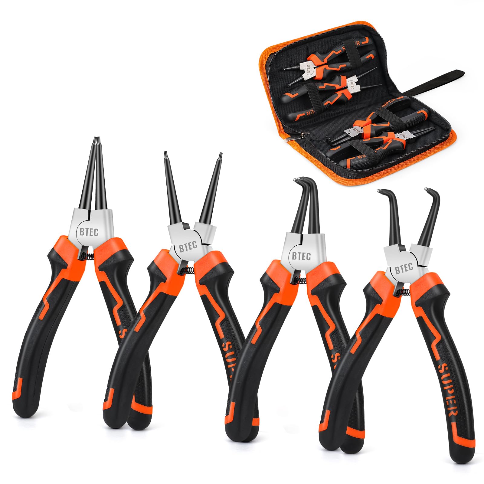 BTEC Snap Ring Pliers Set 7 Inch Circlip Pliers 4PCS Retaining C Snap ...