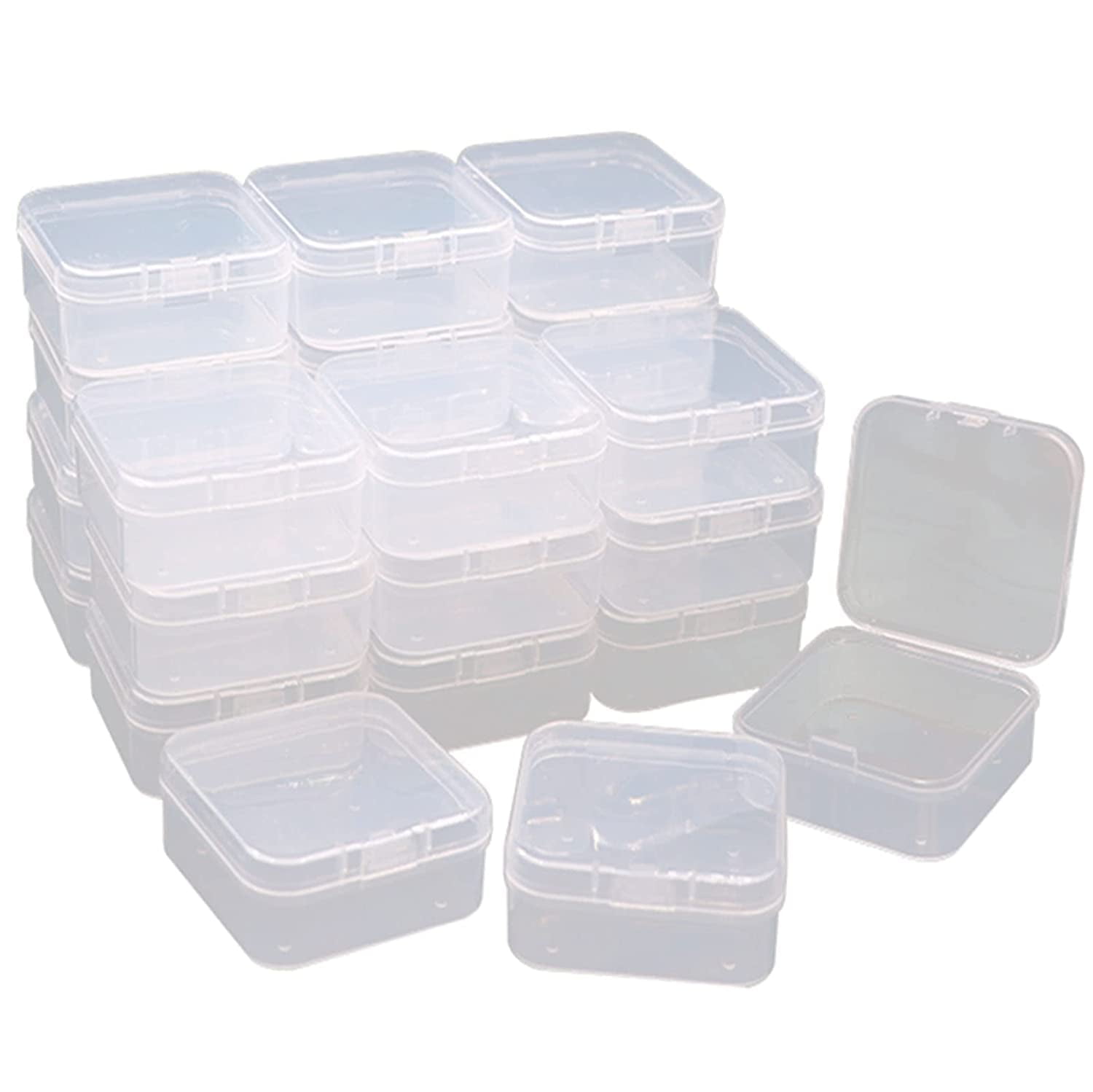 BTEPSGA 24 Pack Small Clear Storage Containers with Hinged Lids for ...