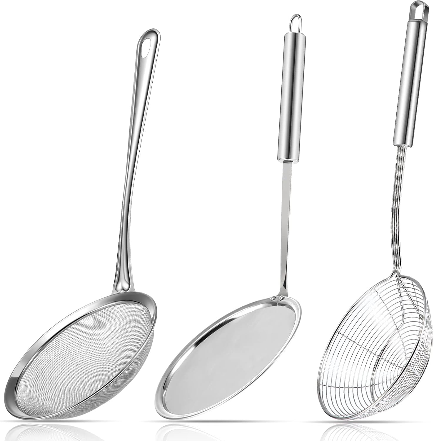 BTEPSGA 3 Pieces Spider Strainer Skimmer Spoon Set, Stainless Steel ...