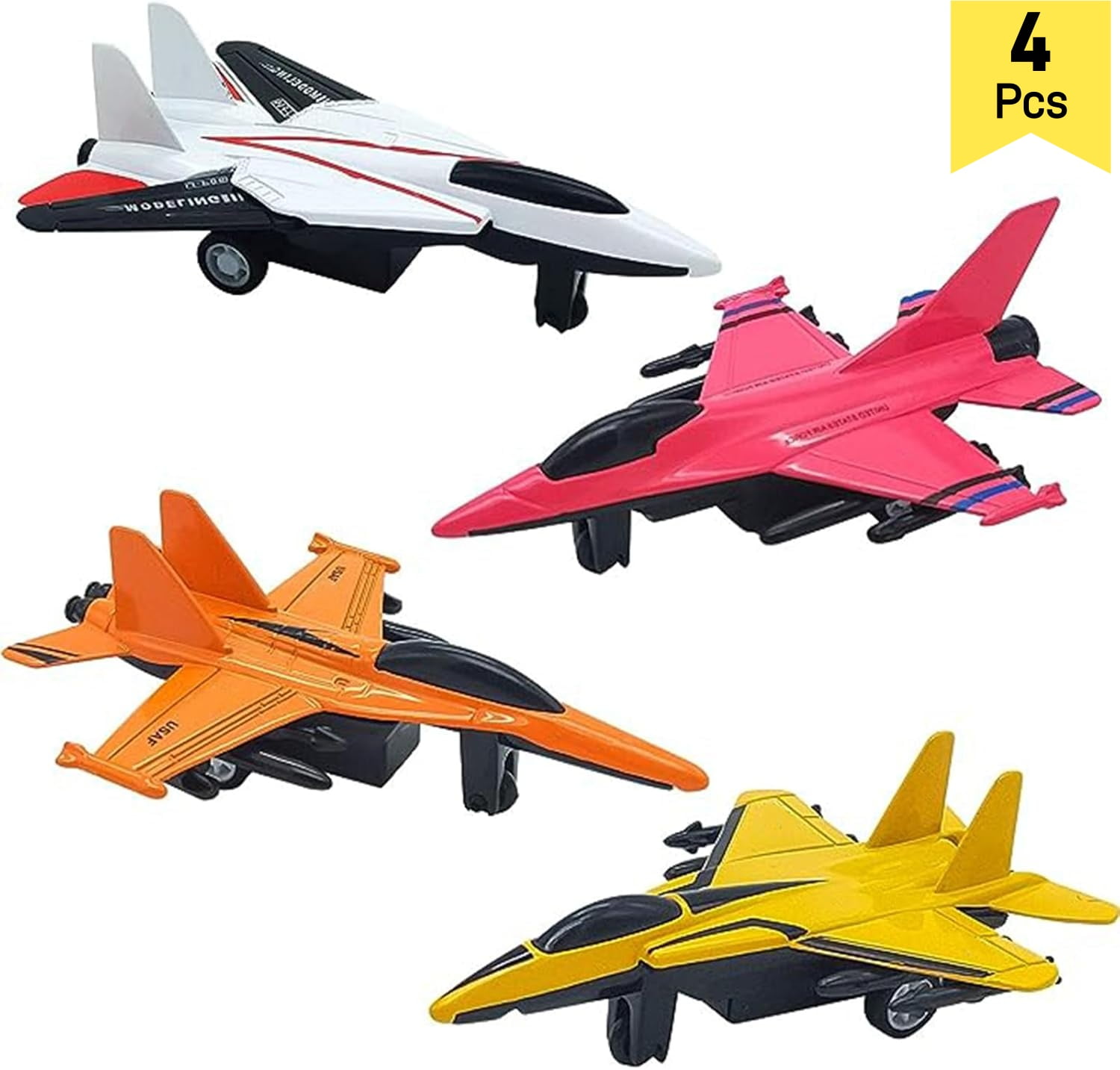BTEPSGA 4 Pack Diecast Airplane Toys for 3 4 5 6 Year Old Boys, Pull ...