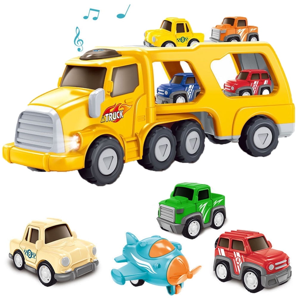 BTEPSGA 5 Pack Cars Toys, Big Transport Truck with 4 Small Cute Pull ...